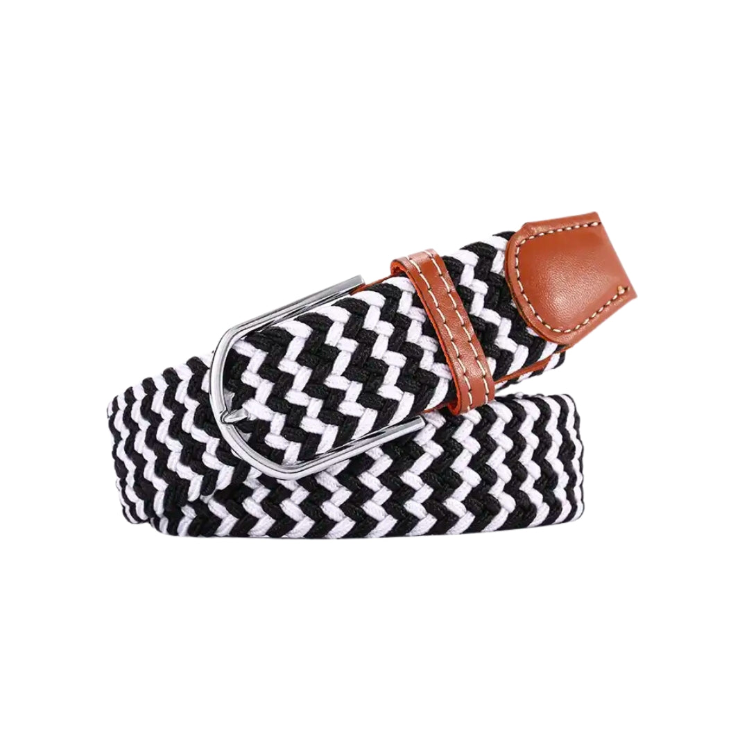 Flätat "Grisch” Skärp - Svart & Vit